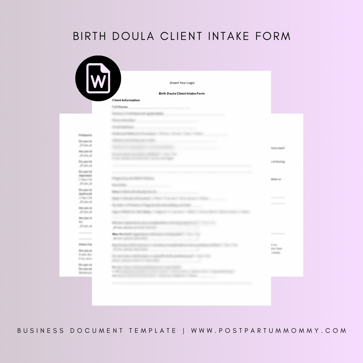Birth Doula Client Intake Form Template – Easy & Customizable ...