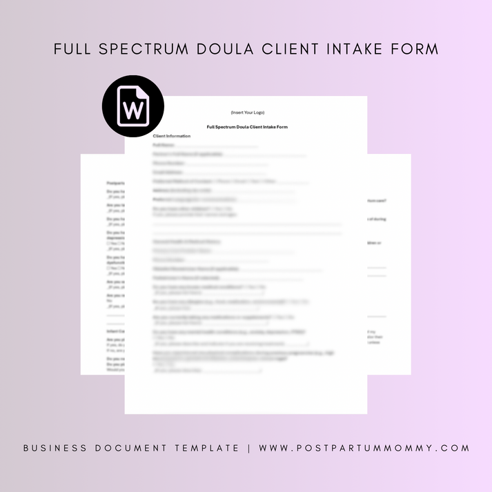 Full Spectrum Doula Client Intake Form | Customizable & Professional ...