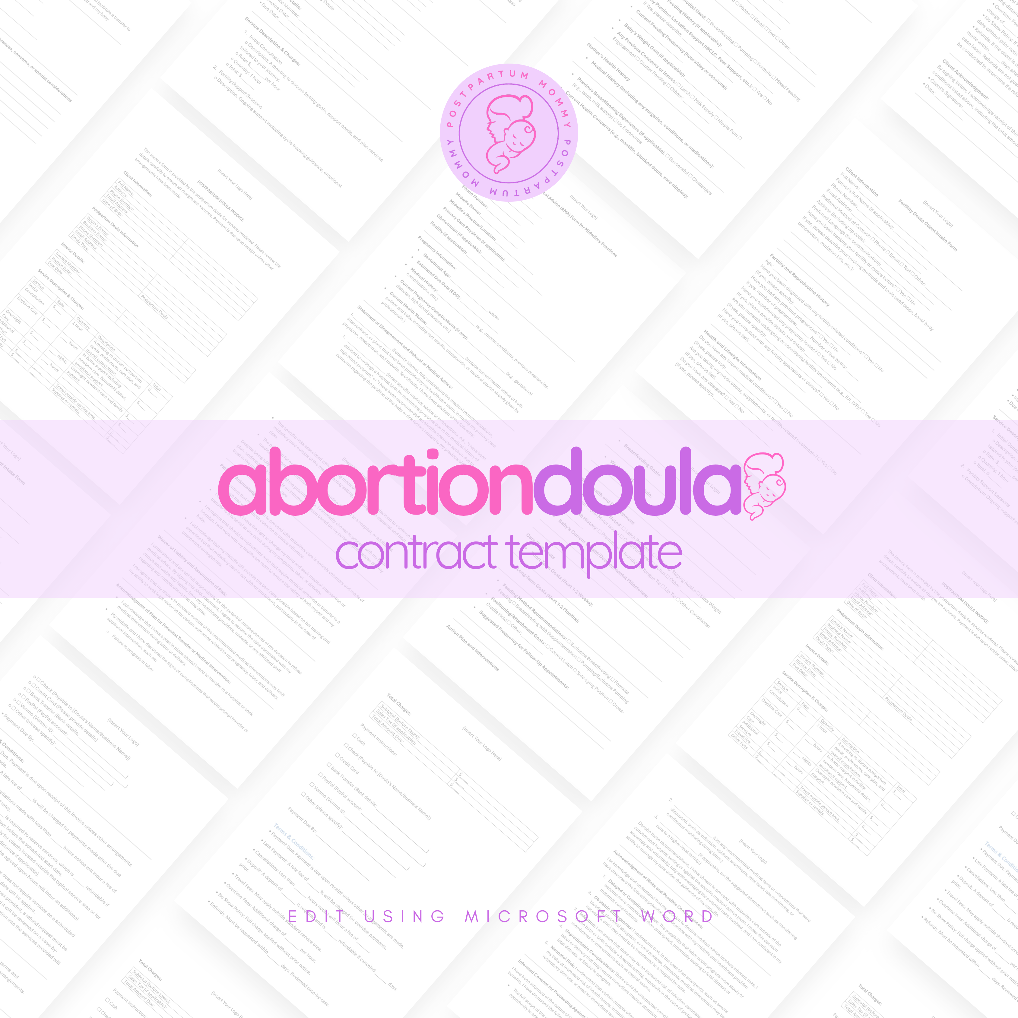 Abortion Doula Contract Template for Client Agreements and Services ...